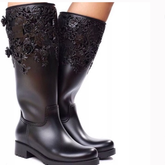 Melissa | Shoes | Rare Melissa Alexandre Hercovitch Black Roses Rain ...
